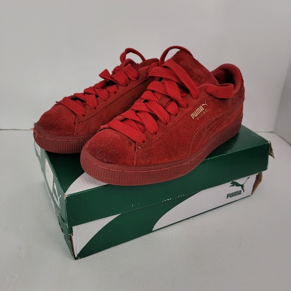 Puma | Shoes | Puma Suede Red Classic Mono Gold Size 3 Youth | Poshmark